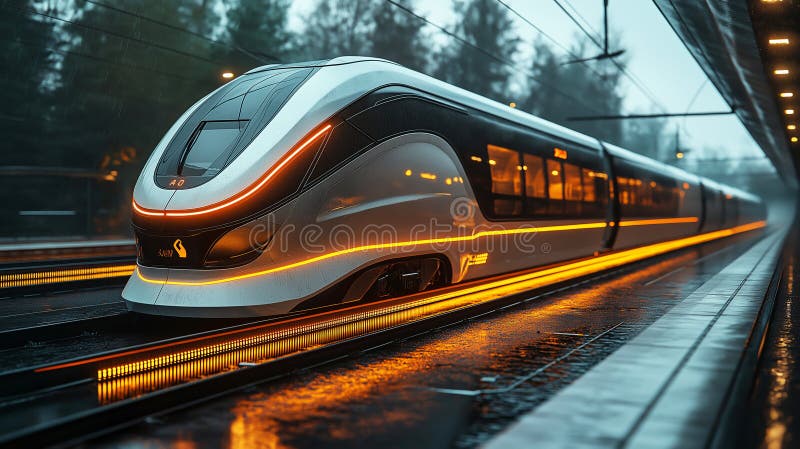 Modern High-tech Train with a Streamlined Shape. Soft Focus Stock ...
