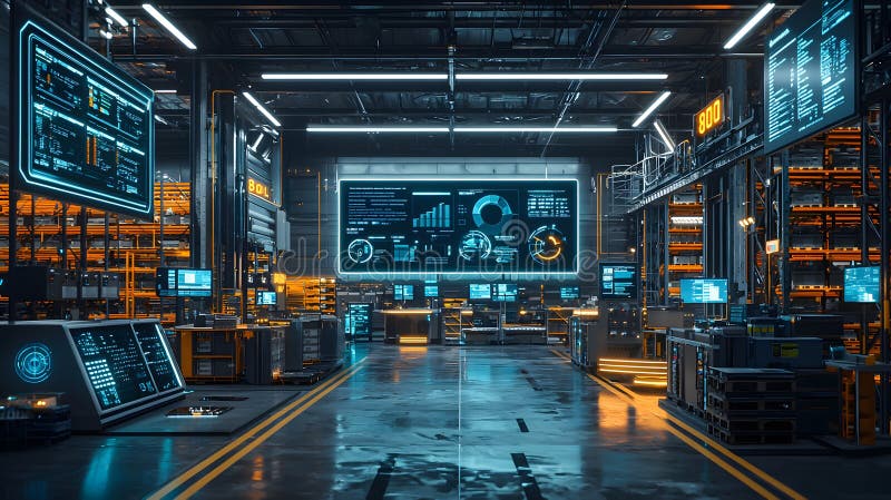 Modern High-Tech Warehouse Interior Featuring Advanced Automation ...