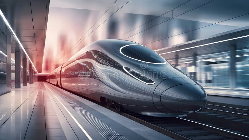 Modern Highspeed Train on a Railway Station 3d Rendering Stock ...