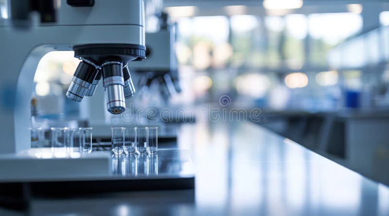 Modern HighTech Laboratory Featuring Advanced Microscopes and ...