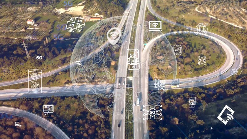 Modern Highway and Data Technology Concept. Smart Transportation. ITS ...