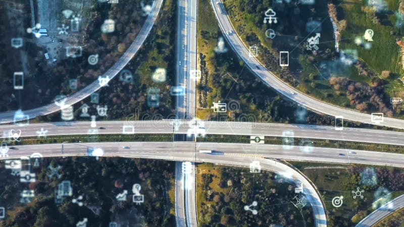 Modern Highway and Data Technology Concept. Smart Transportation. ITS ...