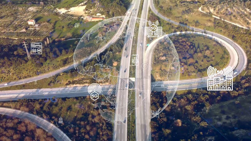 Modern Highway and Data Technology Concept. Smart Transportation. ITS ...