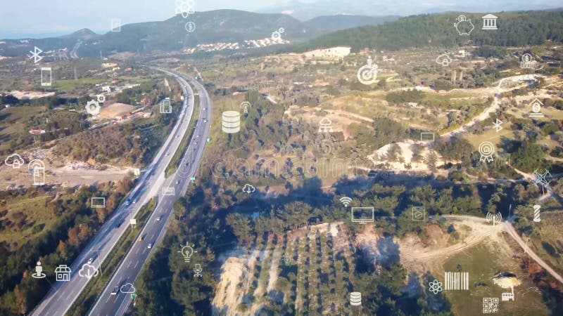 Modern Highway and Data Technology Concept. Smart Transportation. ITS ...