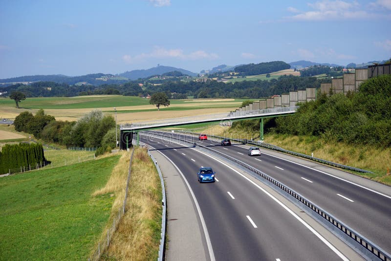 Modern highway stock image. Image of hill, tree, switzerland - 65359625