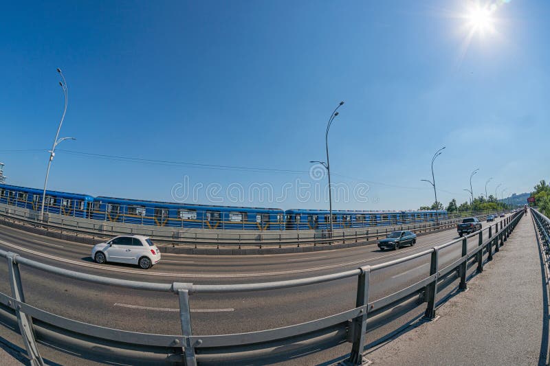 A Modern Highway with Multiple Lanes, Running Parallel To a Railway ...