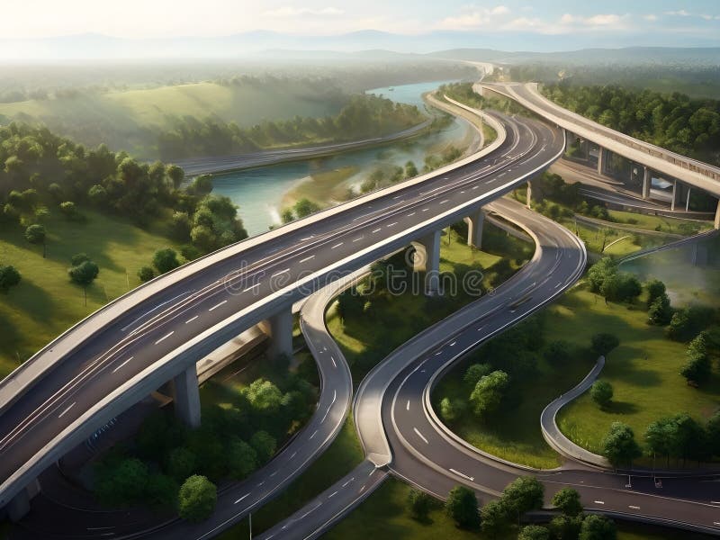 Modern Highways To All Access Point Stock Illustration - Illustration ...