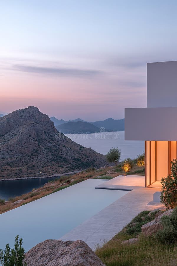 Modern Hillside Villa with Infinity Pool Overlooking Serene Mountain ...