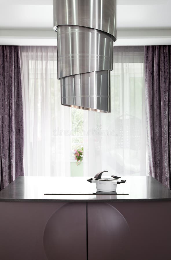 Modern hob and extractor stock photo. Image of inside - 70781982