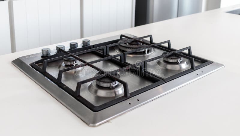Modern Hob Gas Stove Countertop in Big Kitchen Stock Image - Image of ...