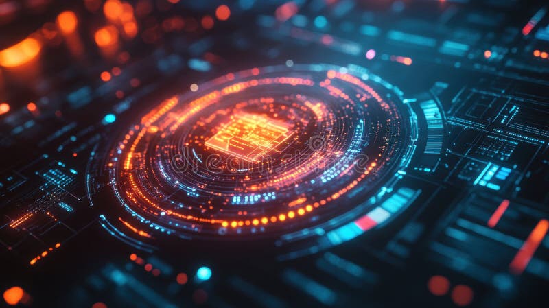 Modern Holographic Interface on Dark Background, Representing ...