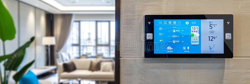 A Modern Home Automation Control Panel with a Touchscreen Interface is ...