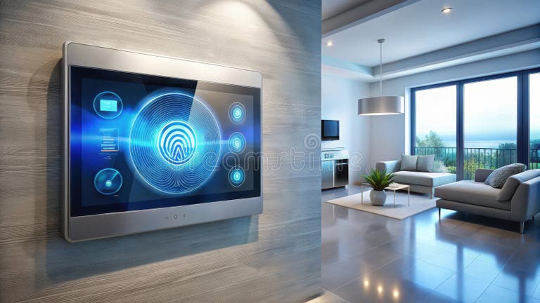 Modern Home Automation System Interface Display on Wall-mounted Panel ...