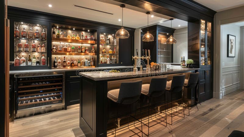 Modern Home Bar with Fireplace, Great for Entertaining and Enjoying ...