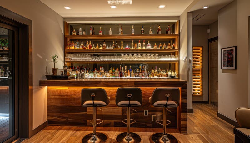 Modern Home Bar with Fireplace, Great for Entertaining and Enjoying ...