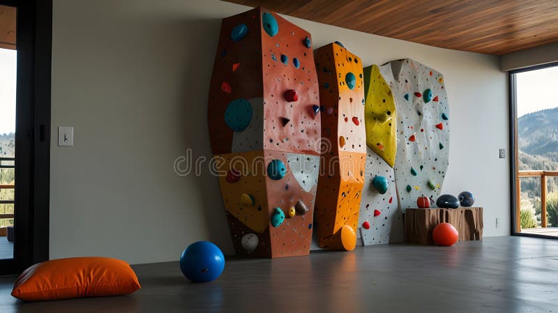 Modern Home Climbing Wall Setup Stock Illustration - Illustration of ...