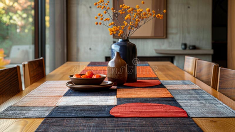 Modern Home Decor, a Patchwork Table Runner Modernizes a Minimalist Dining Table by Blending ...