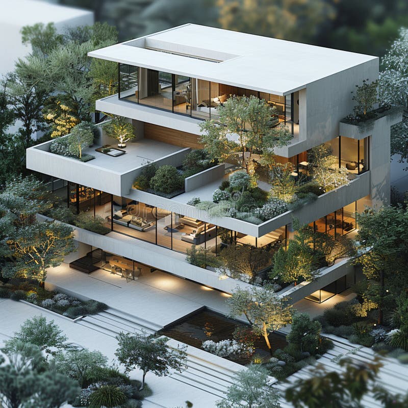 Modern Home Design with a Luxury and Elegant Look Stock Illustration ...