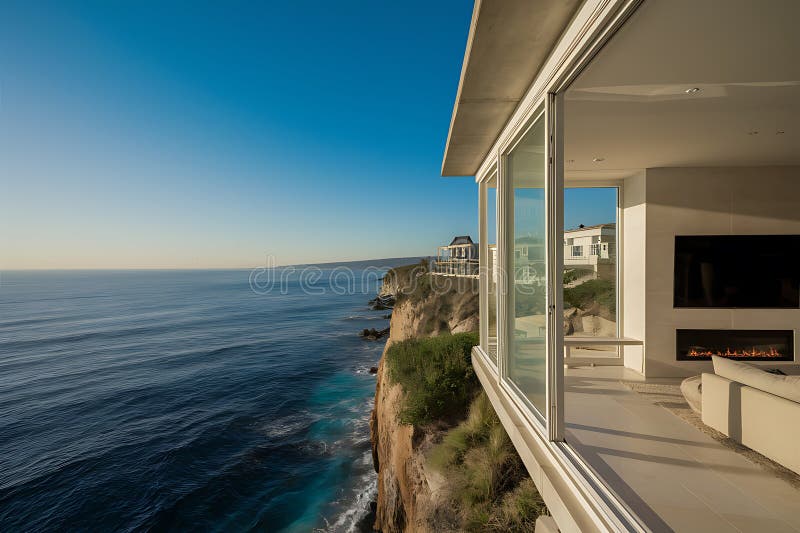 Oceanfront Luxury Home Cliffside Modern Architecture Design Stock ...