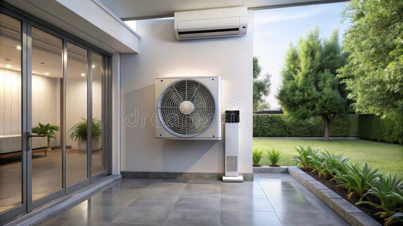 Modern Home Exterior with Efficient Climate Control System and Lush ...