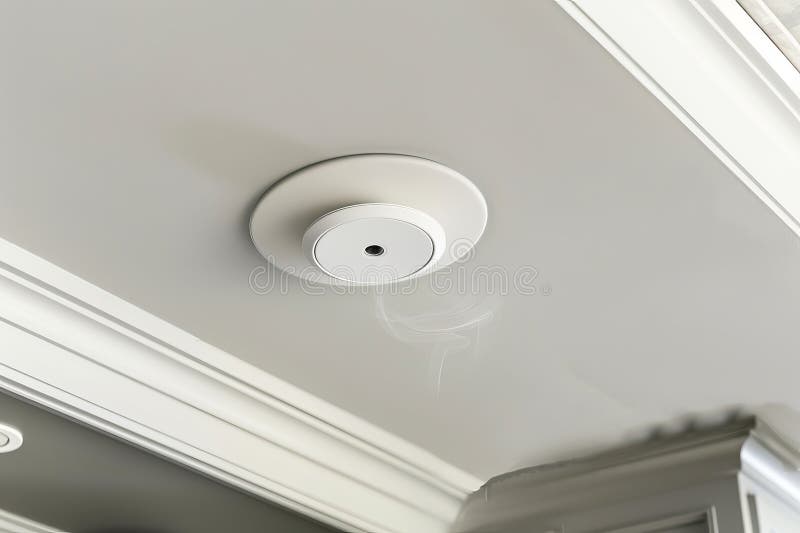 Modern Home Fire Safety Device on Ceiling with Smoke Detection Stock ...