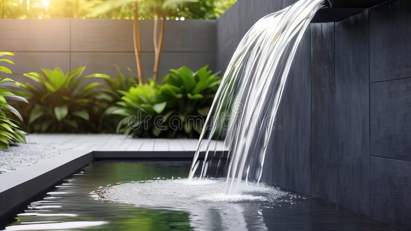Modern Home Fountain Waterfall for Garden Landscape Design Stock Image ...