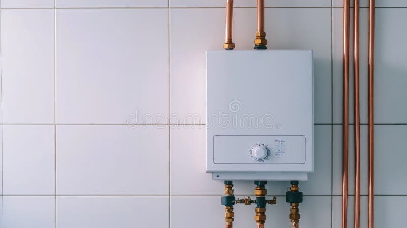 Modern Home Heating System with Advanced Boiler and Copper Pipes Stock ...