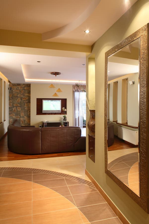 Foyer with Stone Archway in Home. Stock Image - Image of stonework ...