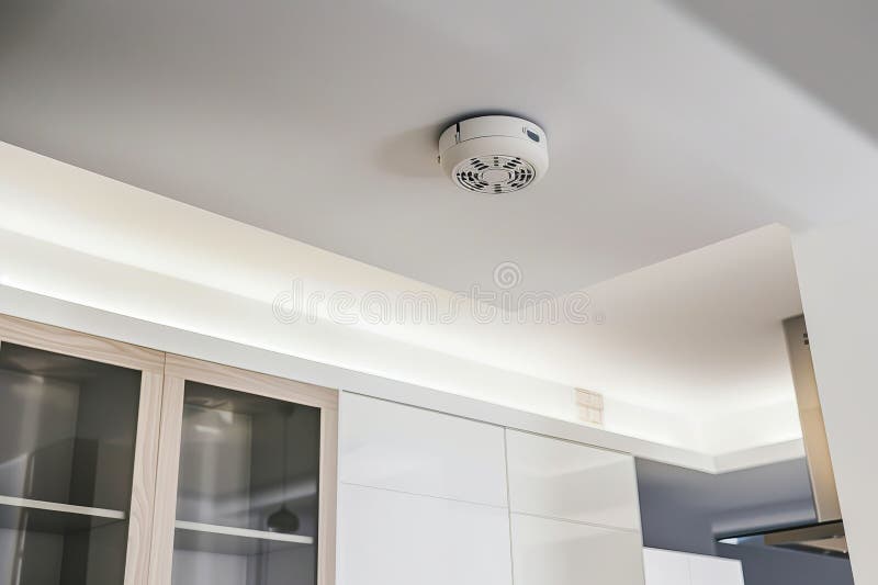 Modern Home Interior with Ceiling Smoke Detector for Safety and ...