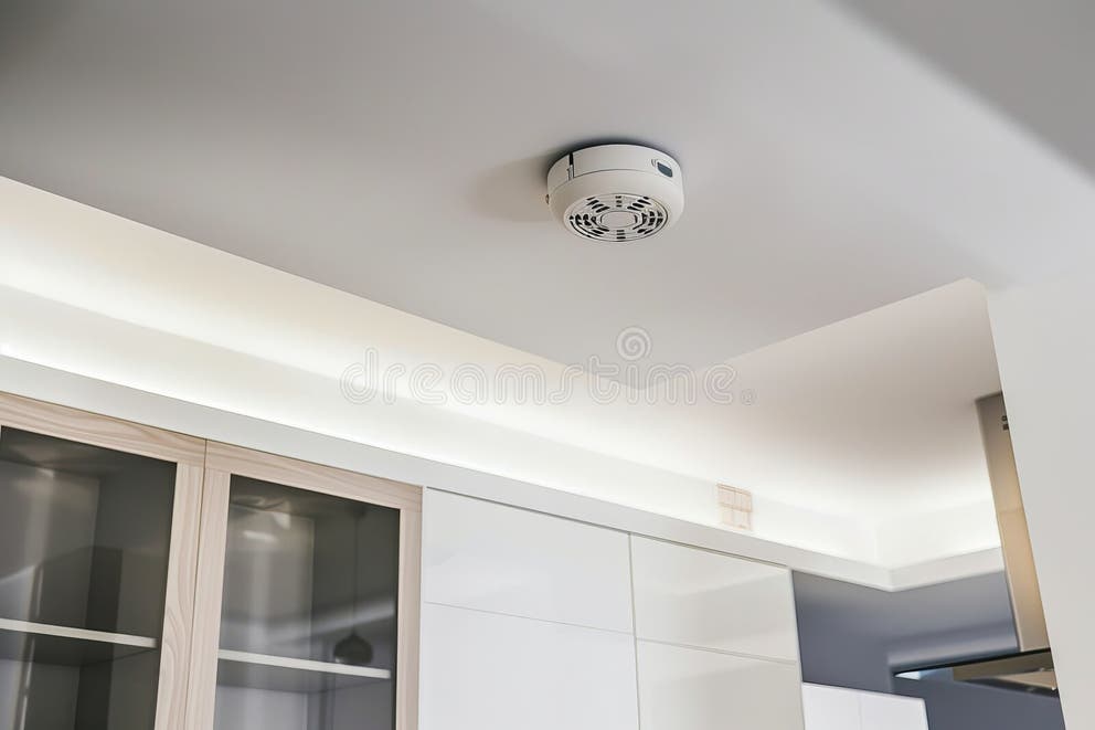 Modern Home Interior with Ceiling Smoke Detector for Safety and ...