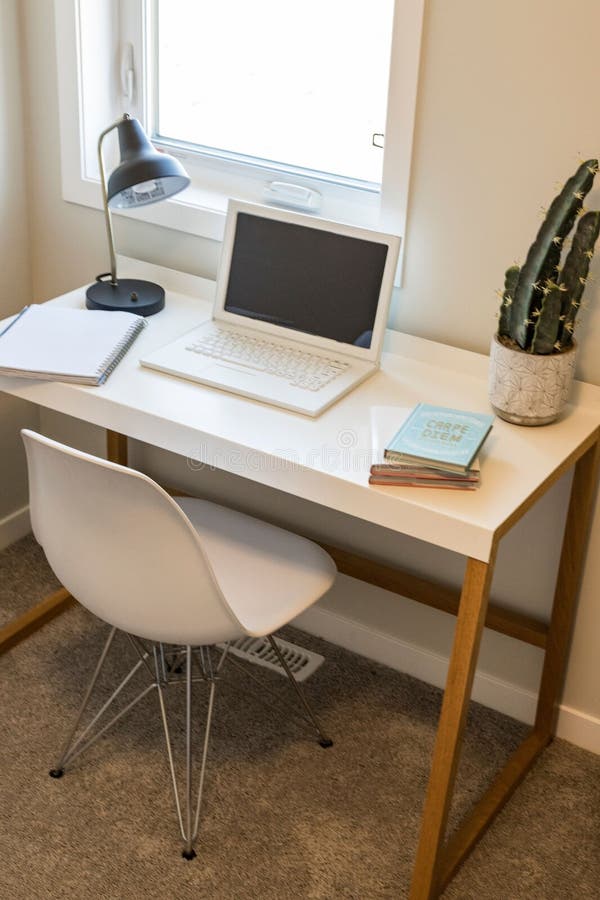 Modern Home Interior Design with a Laptop on a Desk Stock Image - Image ...