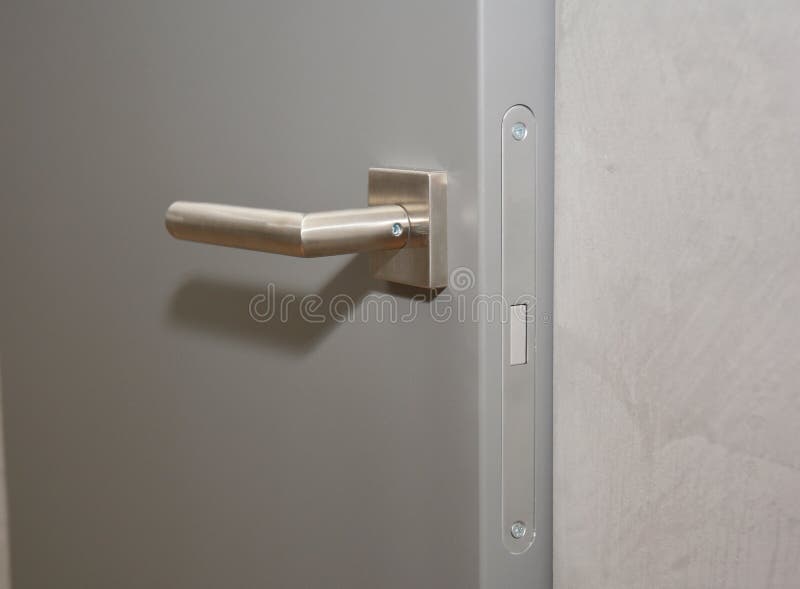 Modern Home Interior Door with Metal Handle and Lock Stock Image ...