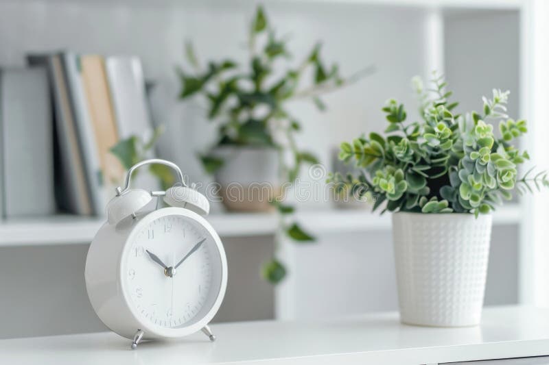 Modern Home Interior Featuring an Elegant White Alarm Clock and ...
