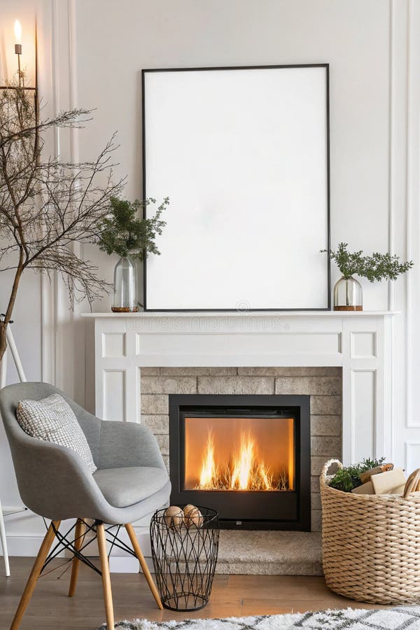 Mock Up Poster in Modern Home Interior Stock Illustration ...