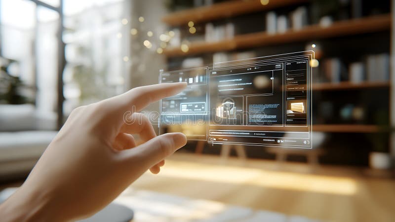 Modern Home Interior with Interactive Digital Interface Stock ...