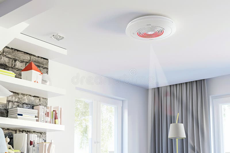 Modern Home Interior with Smoke Detector on Ceiling for Safety and ...