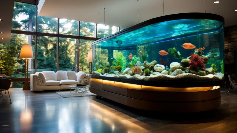 Modern Home Interior Stylish Fish Tank Decor Stock Illustration ...