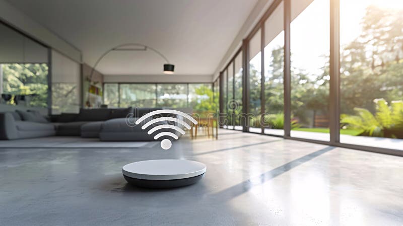 Modern Home Interior with Wifi Router and View of Garden. Generative by ...