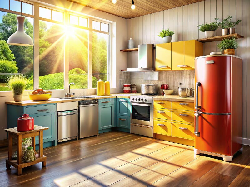 Modern Home Kitchen Appliances Showcase a Bright and Functional Kitchen ...