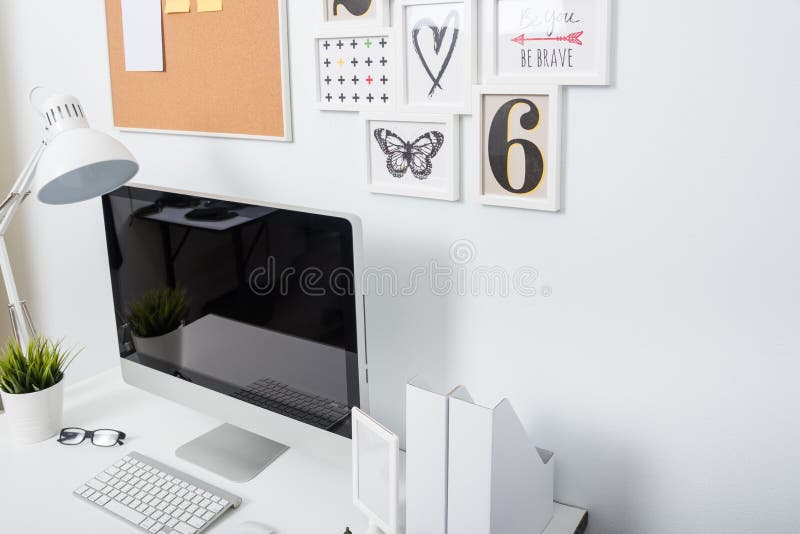 Modern Home Office Computer Monitor Editorial Stock Photo - Image of ...