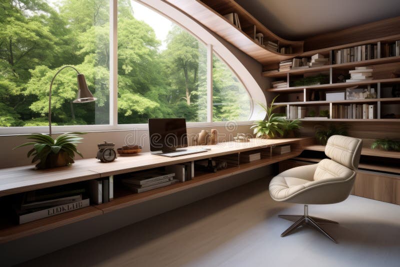 Modern Home Office with Floating Desk - AI Generated Stock Image ...