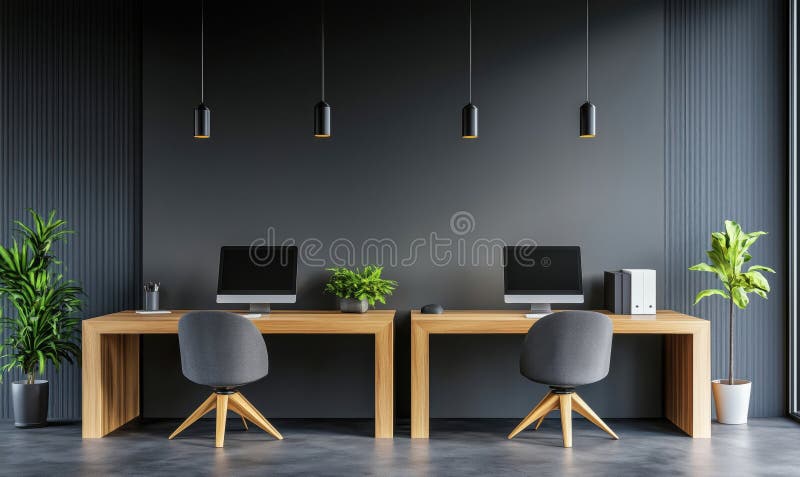 Modern Home Office Interior Design Dual Workstations Stylish Decor ...