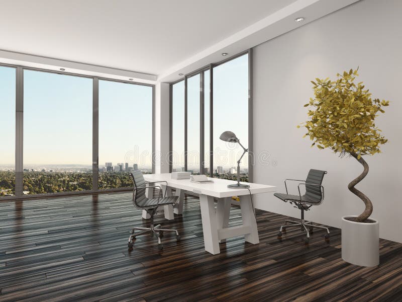 Modern Home Office Interior Design Stock Illustration - Illustration of ...