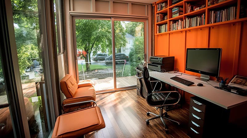 Modern Home Office Made from Used Shipping Containers. Generative AI ...