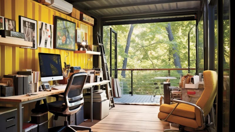 Modern Home Office Made from Used Shipping Containers. Generative AI ...