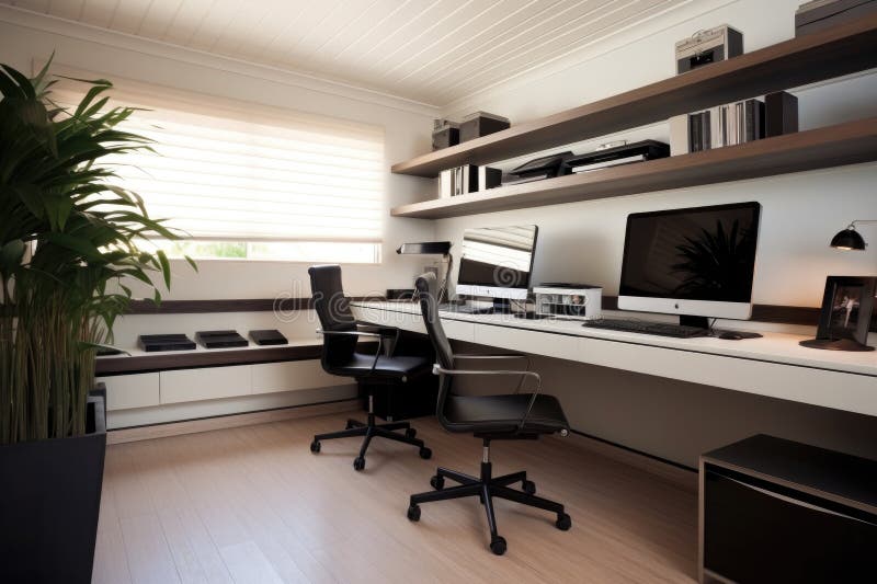 Modern Home Office with Minimalist Design and Clean Lines Stock ...