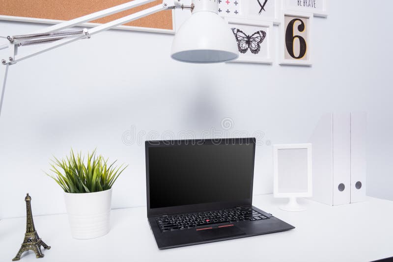 Modern Home Office Notebook Laptop Computer Stock Photo - Image of ...