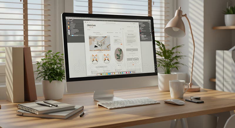 Modern Home Office Setup with Design Software - Clean Desk, Creative ...