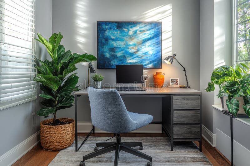 Modern Home Office, a Modern Home Office Setup with a Stylish Desk ...