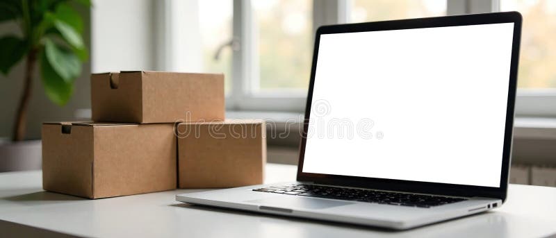 Modern Home Office Workspace Minimalist Laptop Setup with Decorative ...